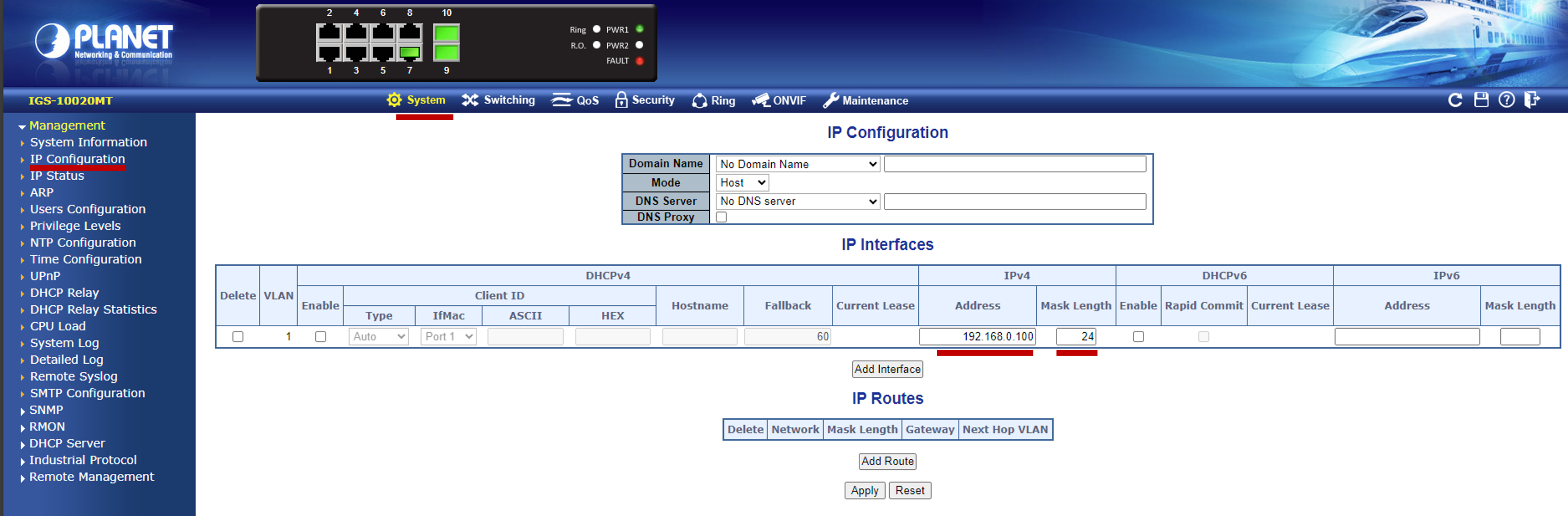 Switch de comunicaciones | docfx